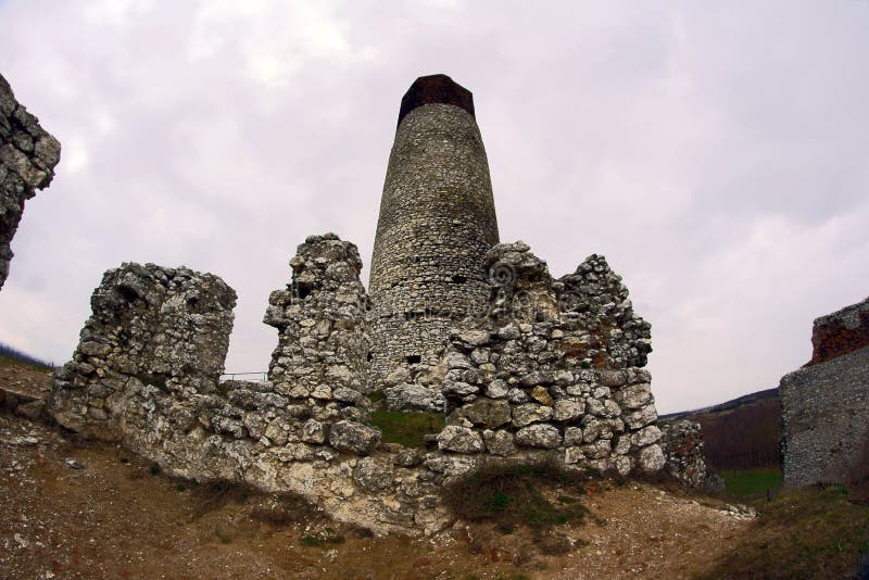 Rocks and Ruined Medieval Castle Stock Image - Image of poland, rock ...