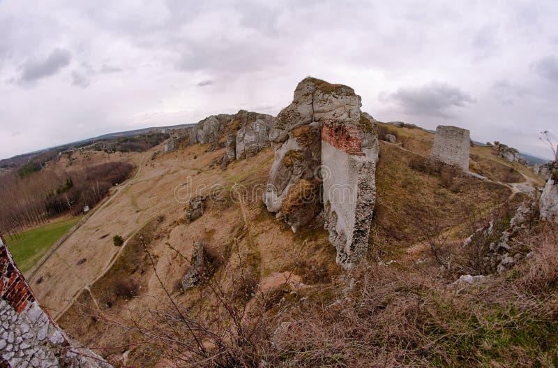 Rocks and Ruined Medieval Castle Stock Image - Image of ages, stone ...