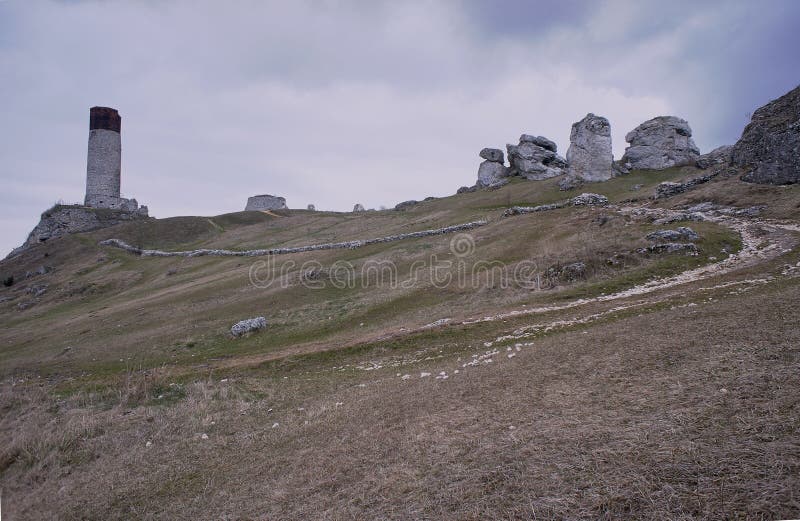 Rocks and Ruined Medieval Castle Stock Photo - Image of stone, brick ...