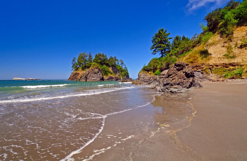Rocks and Sand on a Pacific Coast Beach Stock Image - Image of ...