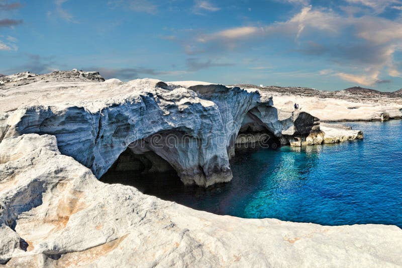 Rocks in Sarakiniko of Milos, Greece Stock Image - Image of beach ...