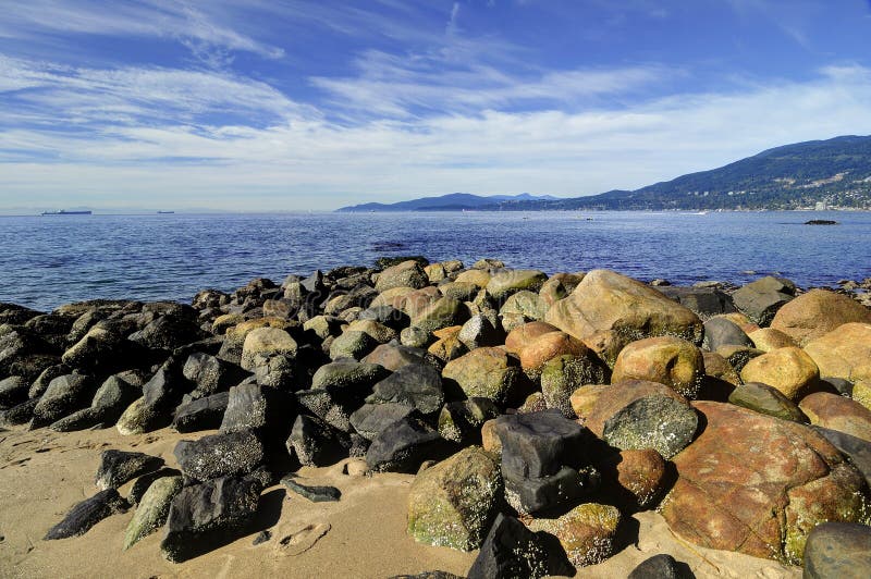 Sea beach with big rocks stock photo. Image of huge, seashore - 50535126