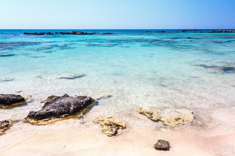 Rocks in the Sea on the Beach of Elafonissi. Crete. Greece Stock Photo ...