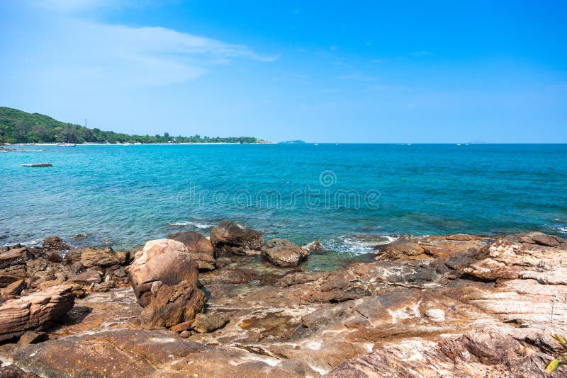 Sakom beach. stock photo. Image of leaf, cliff, coconut - 53256010