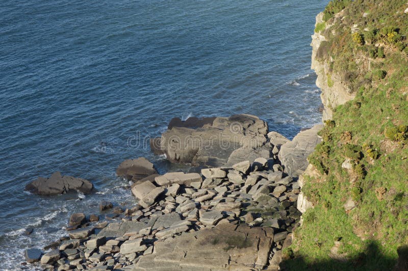 Rocks on Sea Edge, Lynton, Devon, England Stock Photo - Image of rock ...
