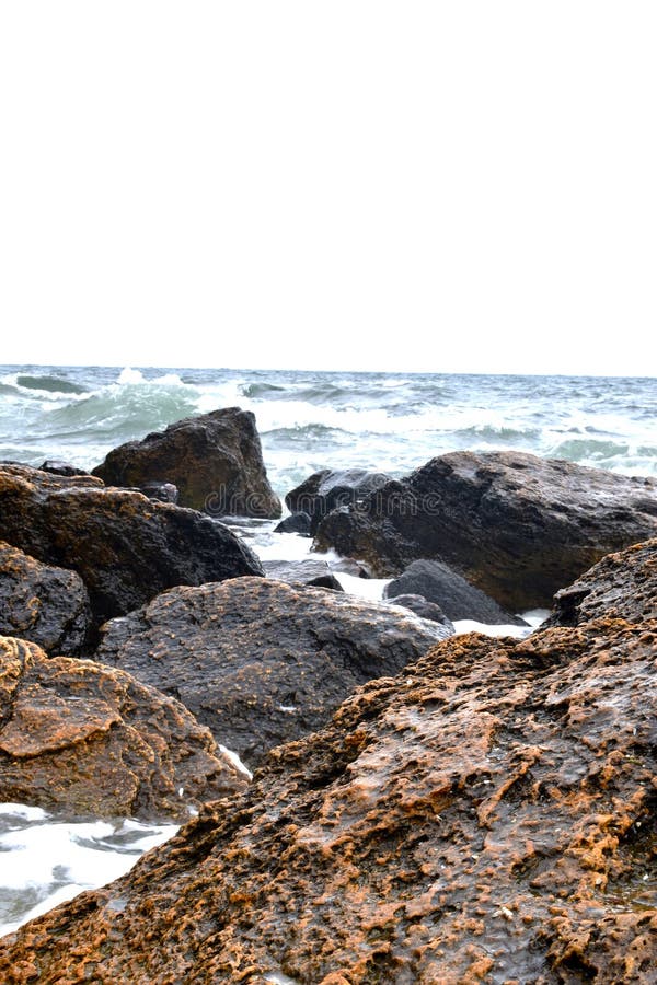 Rocks in the Sea, Waves Crashing on Rocks, Black Sea Stock Photo ...