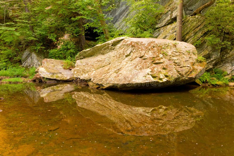 Rocks in a shallow river stock photo. Image of reflections - 61477400
