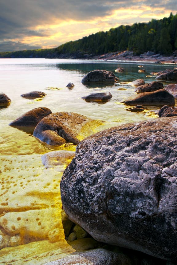 Rocks at Shore of Georgian Bay Stock Image - Image of environment ...