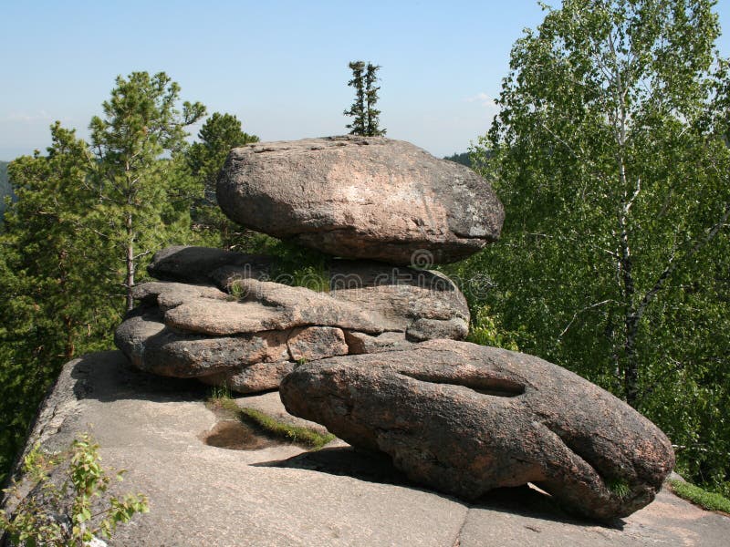 Rocks in the Siberian Taiga. the Nature Reserve Stolby. 3 Stock Image ...