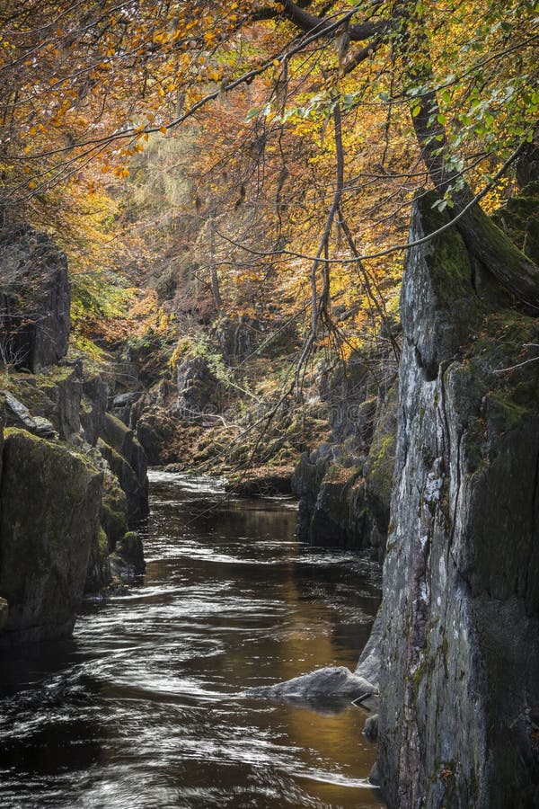 Rocks of Solitude Gorge on the North Esk River in Scotland. Stock Photo ...