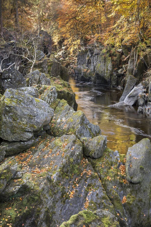 Rocks of Solitude Gorge on the North Esk River in Scotland. Stock Photo ...