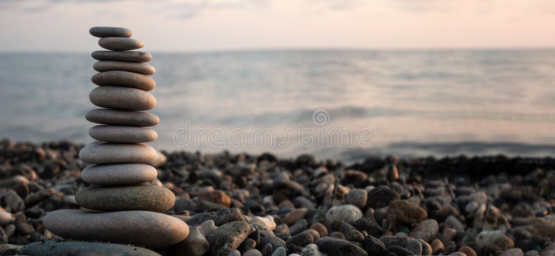 Rocks Stack on the Coast of Sea Beach, Concept of Balance and Harmony ...