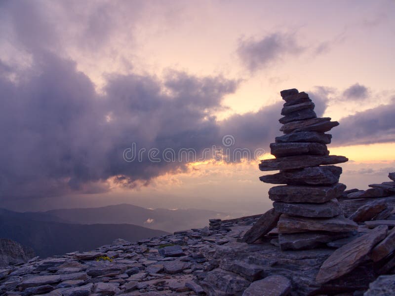Rocks Stacking Pyramid Mountain View Stock Image - Image of pebble ...