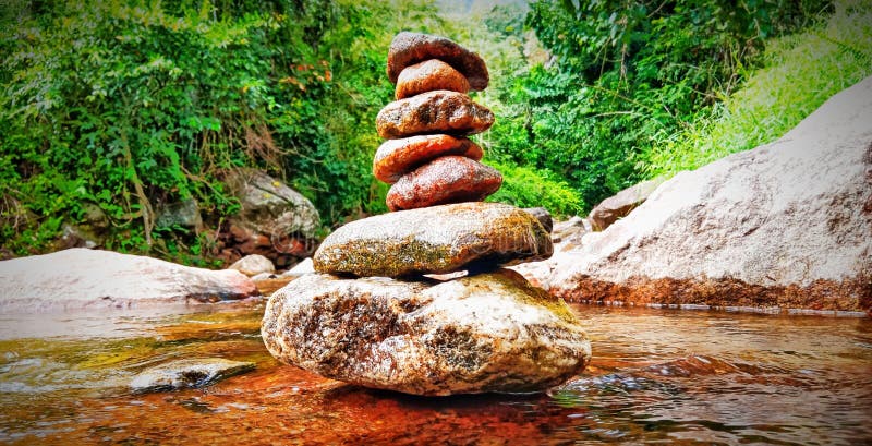 Rocks Statue Stones in River Beautiful Stock Image - Image of garden ...