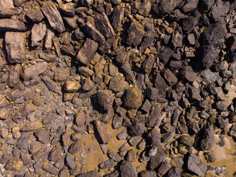Rocks and Stones on the Beach, Top View, Texture and Background Stock ...