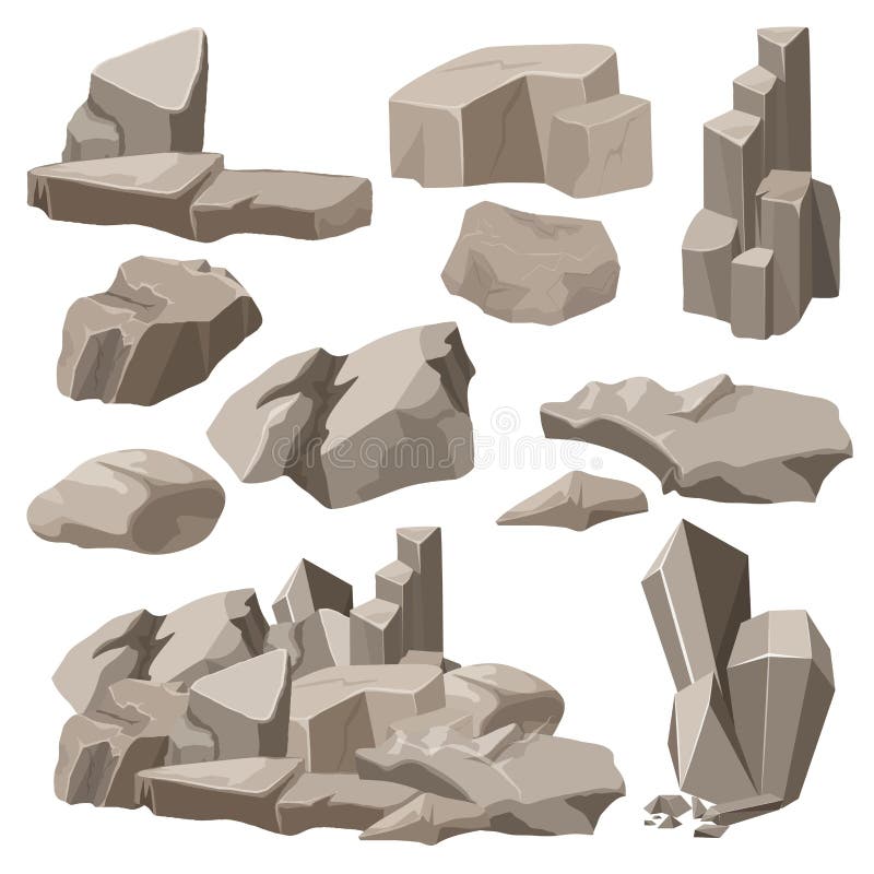Rocks and Stones Elements Collection Set. Vector Illustration. Stock ...