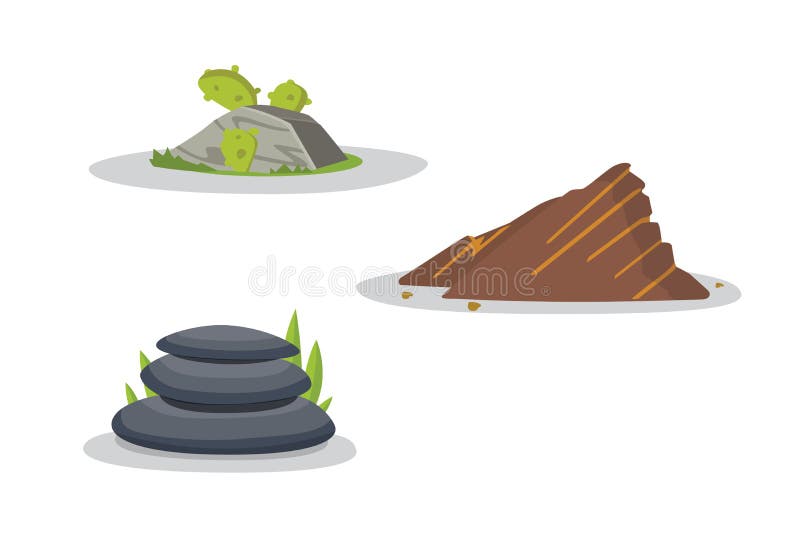 Rocks and Stones Elements Collection Set. Vector Illustration of Solid ...