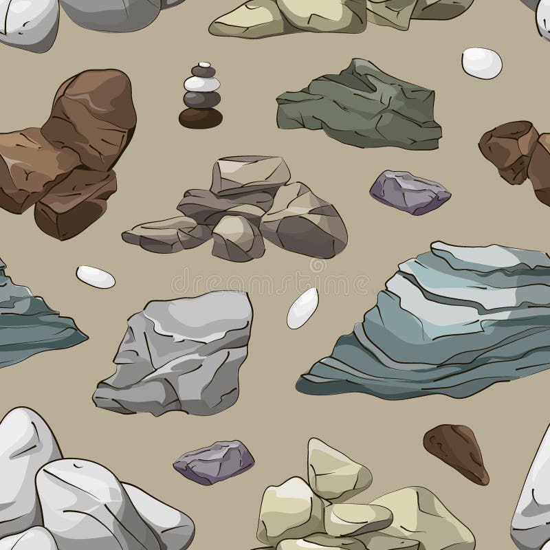 Rocks and Stones Elements Pattern Stock Vector - Illustration of ...