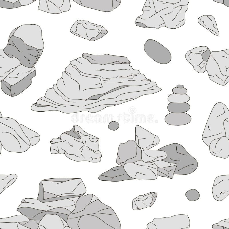 Rocks and Stones Elements Pattern Stock Vector - Illustration of ...