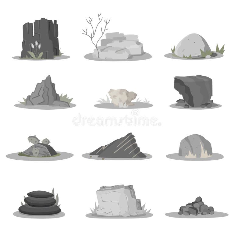 Rocks and Stones Single or Piled for Damage Rubble Game Art ...