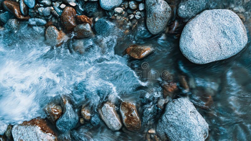 Rocks in Stream with Smooth Flowing Water. Stock Photo - Image of ...