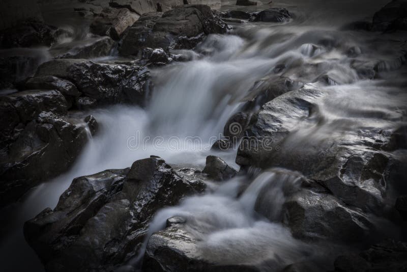 Rocks in Stream with Smooth Flowing Water. Stock Photo - Image of ...