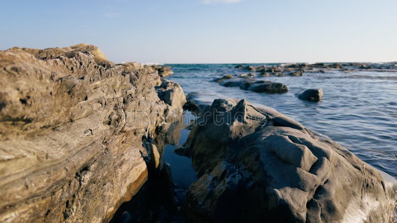 Rocks Texture in the Calm Ocean Stock Video - Video of mediterranean ...
