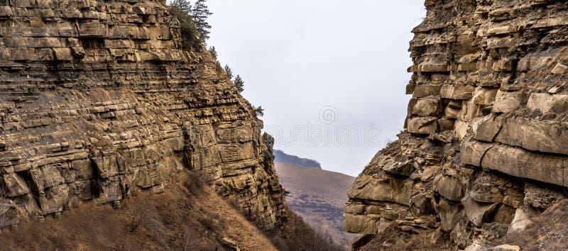 Rocks on Two Sides with a View of the Plain Stock Image - Image of ...