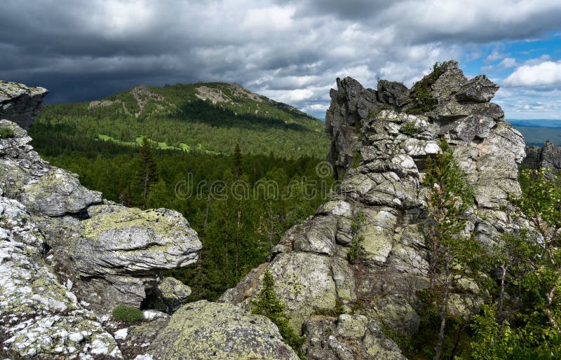 Rocks in Ural mountains stock image. Image of ridge, urals - 62687551