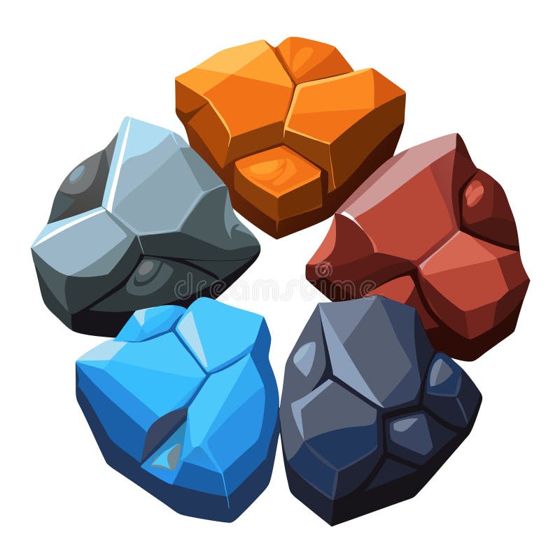 Rocks of Various Colors Arranged in a Circle on a White Background ...