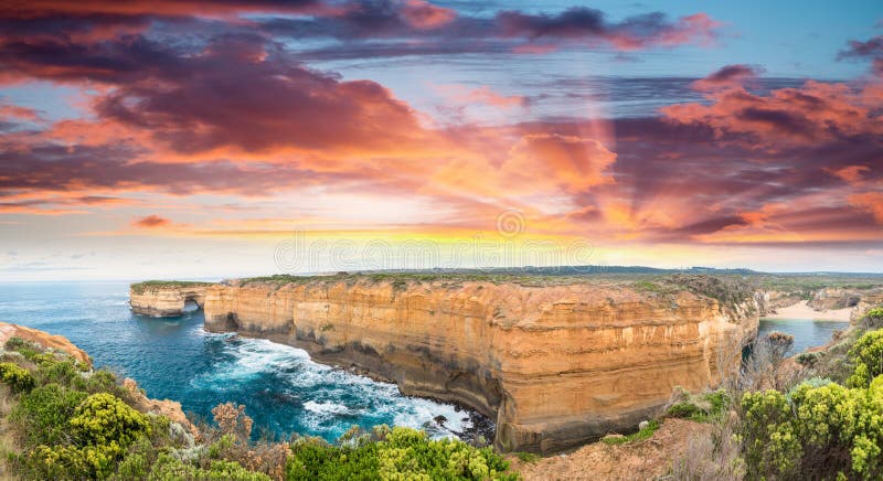 Rocks and Vegetation of Great Ocean Road, Victoria - Australia Stock ...