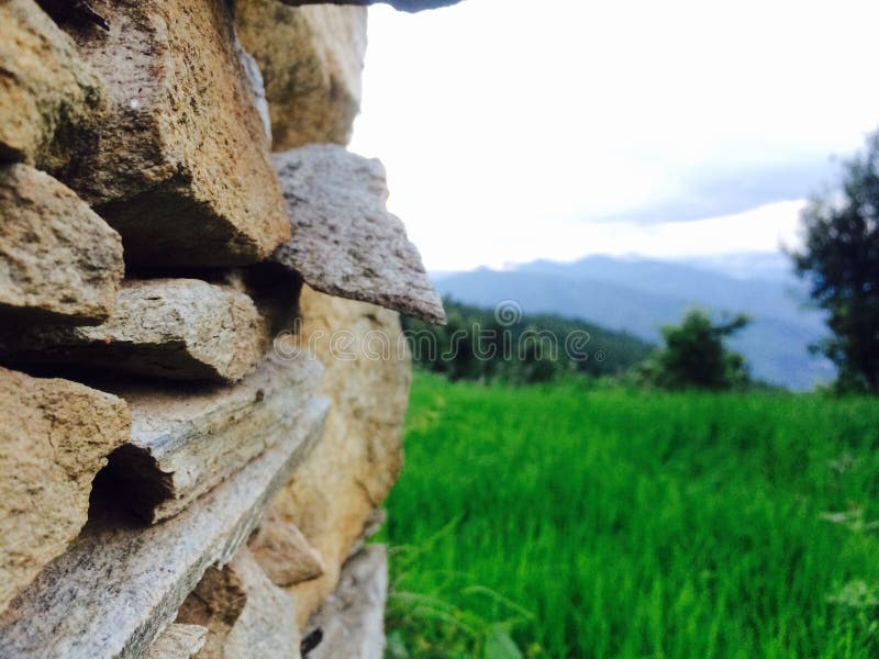 Rocks wall stock image. Image of wall, himalaya, greenery - 96366369