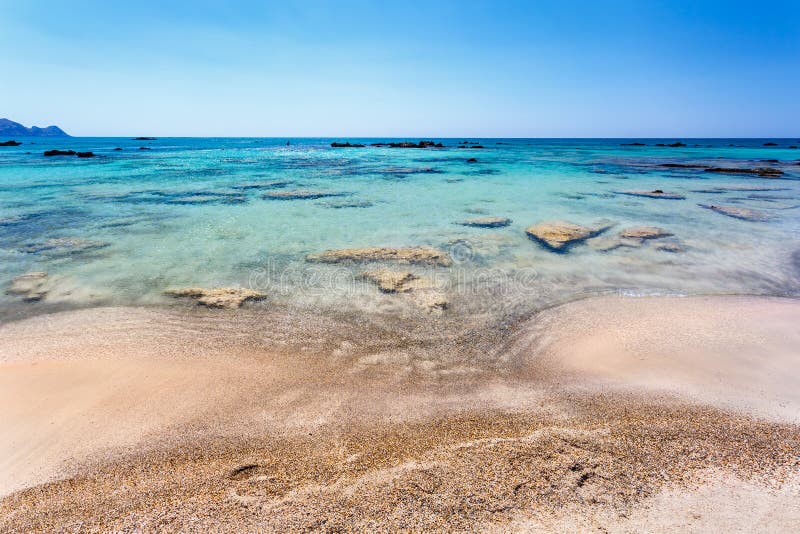 Rocks in the Water on the Beach of Elafonissi. Crete. Greece Stock ...