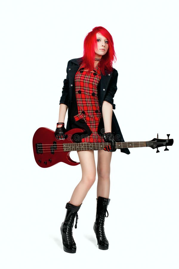 Redhead Rocker Girl Red Bass Guitar Stock Photos - Free & Royalty-Free ...