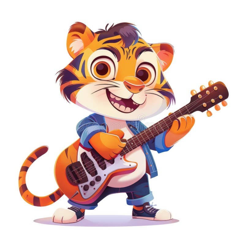 Rockstar Cartoon Tiger Playing Electric Guitar Stock Illustrations – 15 ...