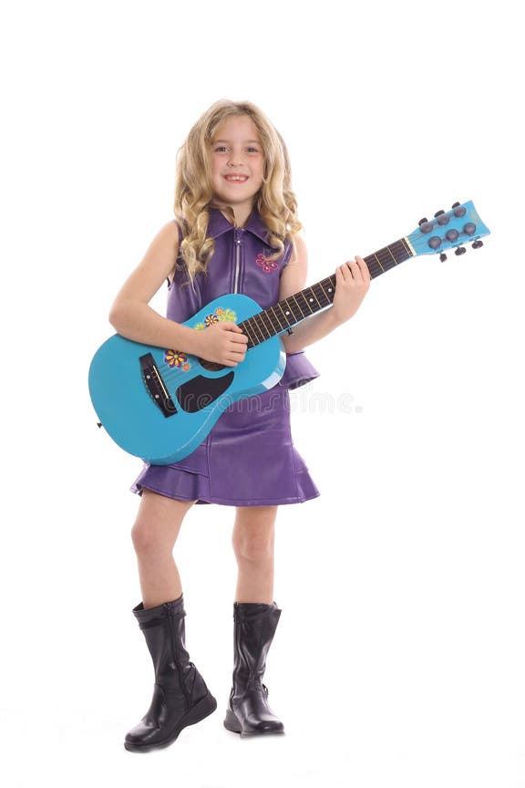 Rockstar Child Playing Guitar Stock Image - Image of people, girl: 3713595