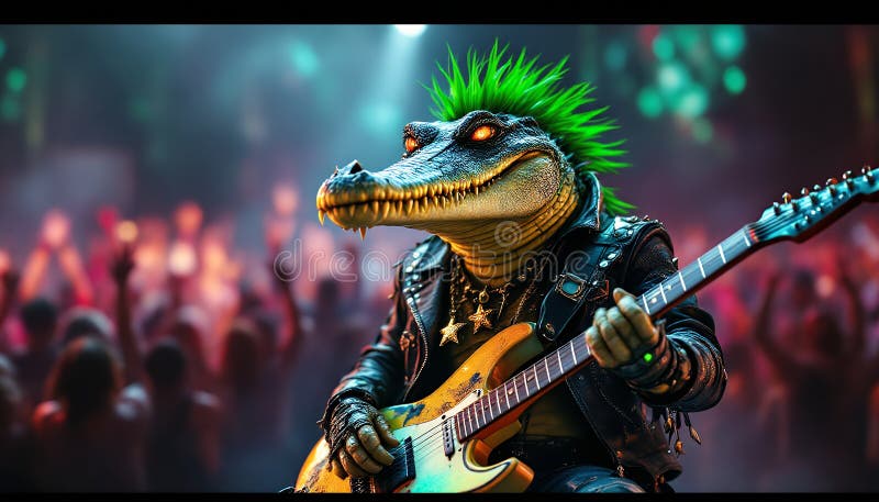 Rockstar Gator: a Croc S Electrifying Performance on Stage before a ...