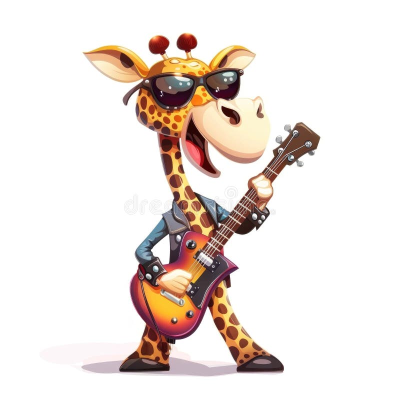 Rockstar Giraffe Playing Electric Guitar - Fun Character Illustration ...