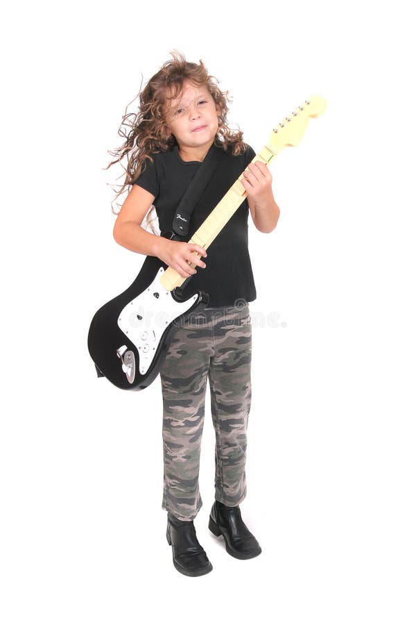 Rockstar Child Playing Guitar Stock Image - Image of people, girl: 3713595