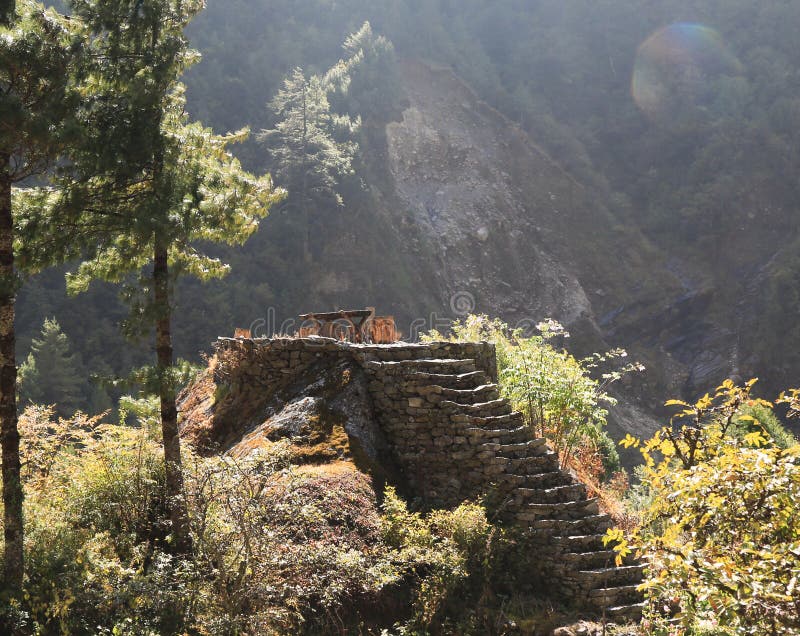Rockstep and Table from Nepal Stock Image - Image of path, landscape ...