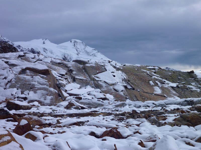 Rocky Alpine Landscape with Snow Stock Image - Image of great, hike ...