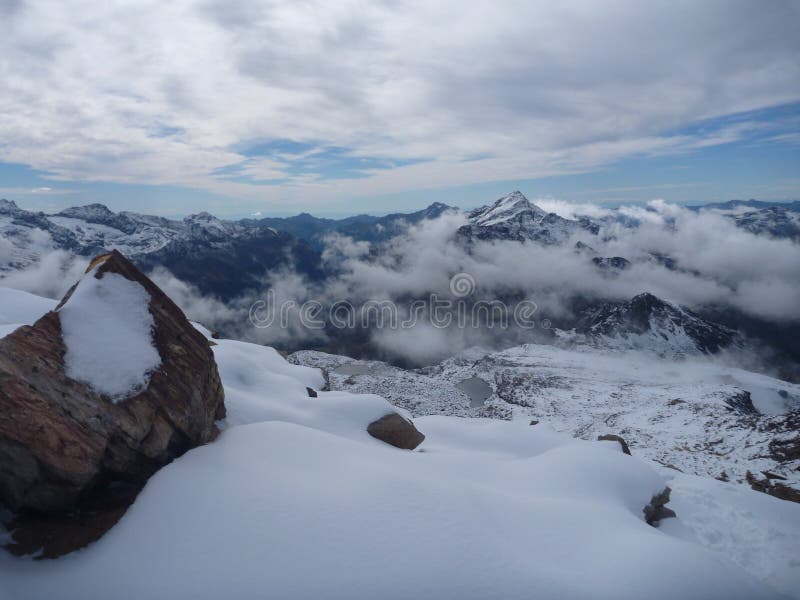 Rocky Alpine Landscape with Snow Stock Image - Image of europe, feeling ...
