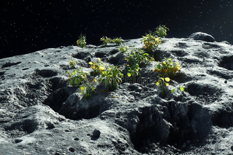 Rocky Asteroid with Vibrant Plant Life Thriving in Outer Space ...