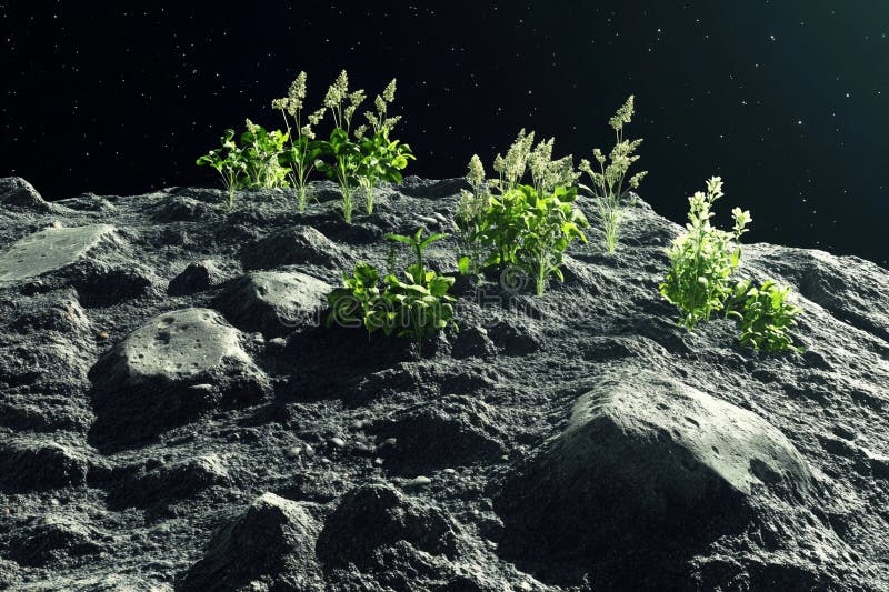 Rocky Asteroid with Vibrant Plant Life Thriving in Outer Space ...