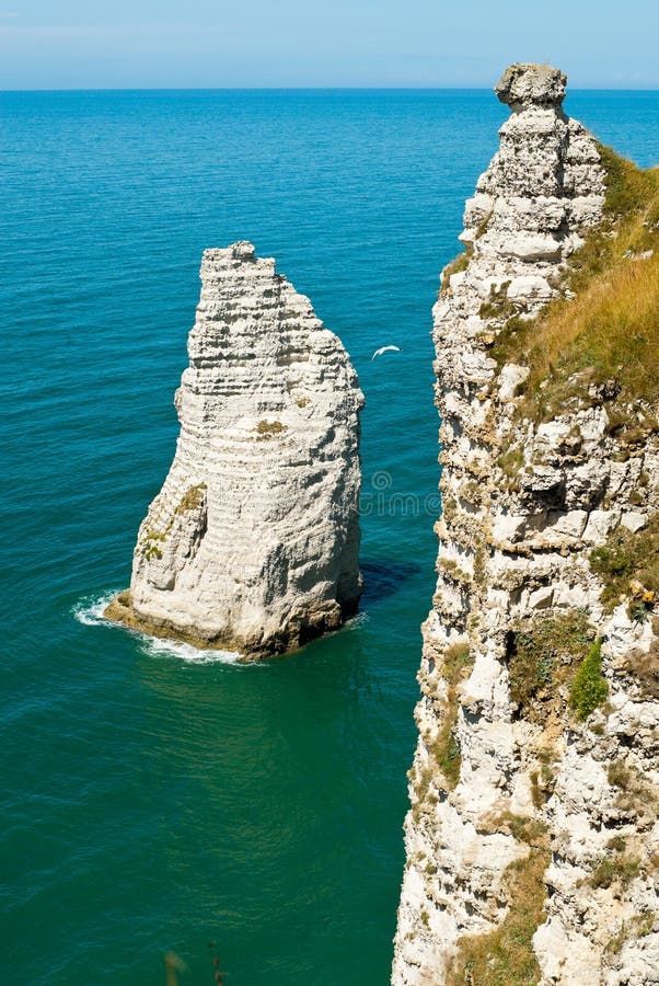 Rocky Beach in Normandy, France. Stock Photo - Image of green, cliff ...