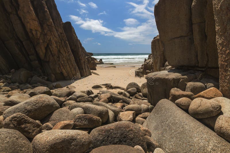 A Rocky Beach with Sand and Water in South West Rocks in Australia ...