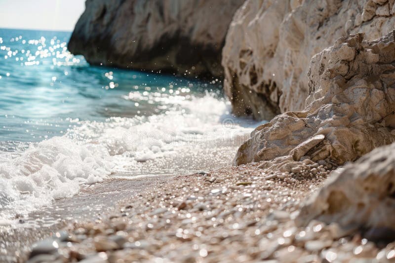 Rocky Beach Shore Scene stock image. Image of sand, shore - 372050677