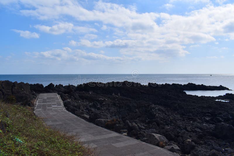 Rocky Beach View Blue Sky Back Ground Stock Photo - Image of beach ...