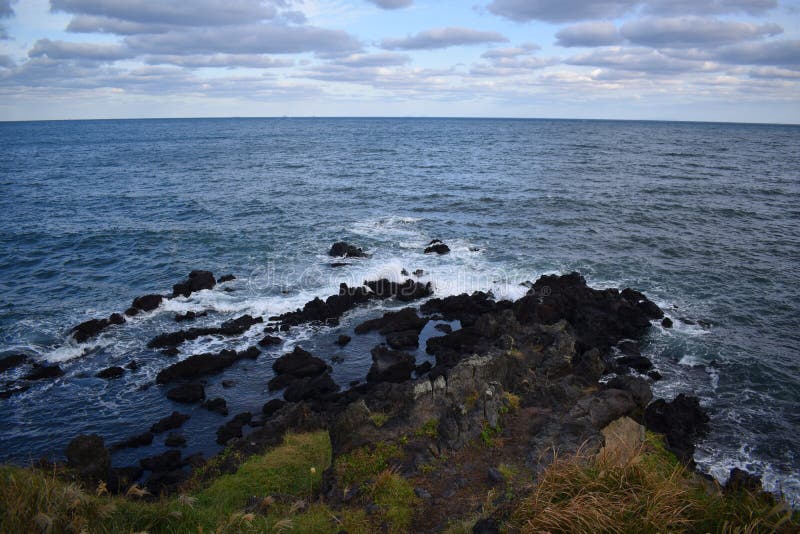 Rocky Beach View Blue Sky Back Ground Stock Image - Image of pebbles ...