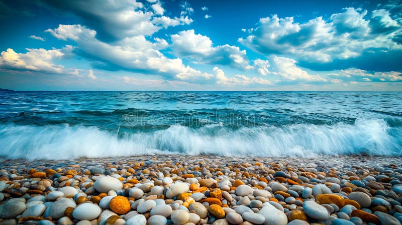 A Rocky Beach with Waves Crashing on the Rocks Stock Photo - Image of ...